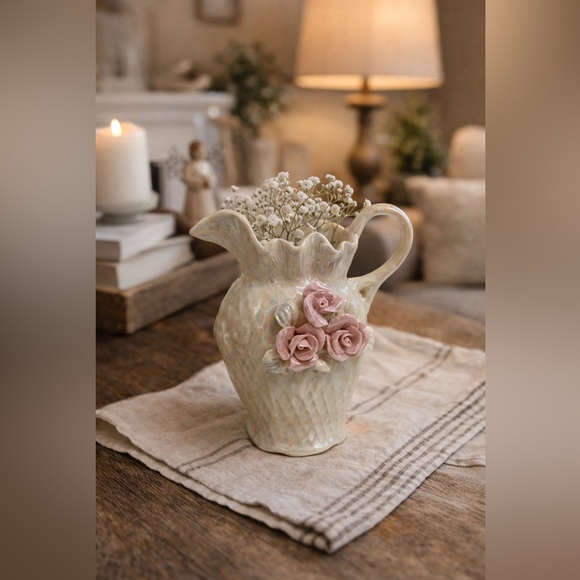 Accents | New Mini Ceramic Floral Pitcher Vase Vintage Cottagecore ...